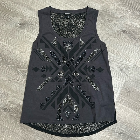 Express | Tops | 26 Express Lace Sequins Top | Poshmark